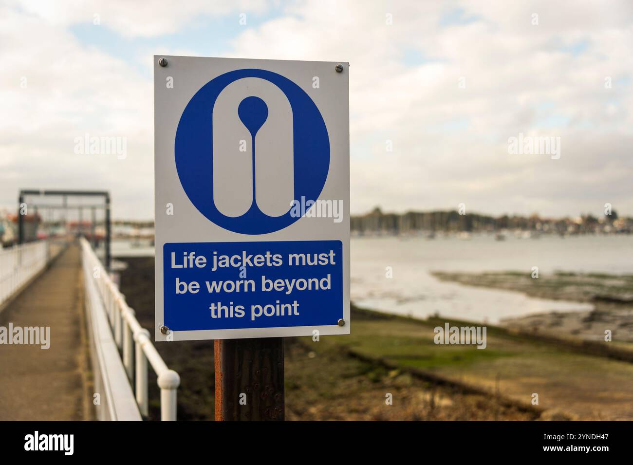 Life Jackets must be worn beyond this point warning sign by the sea ...