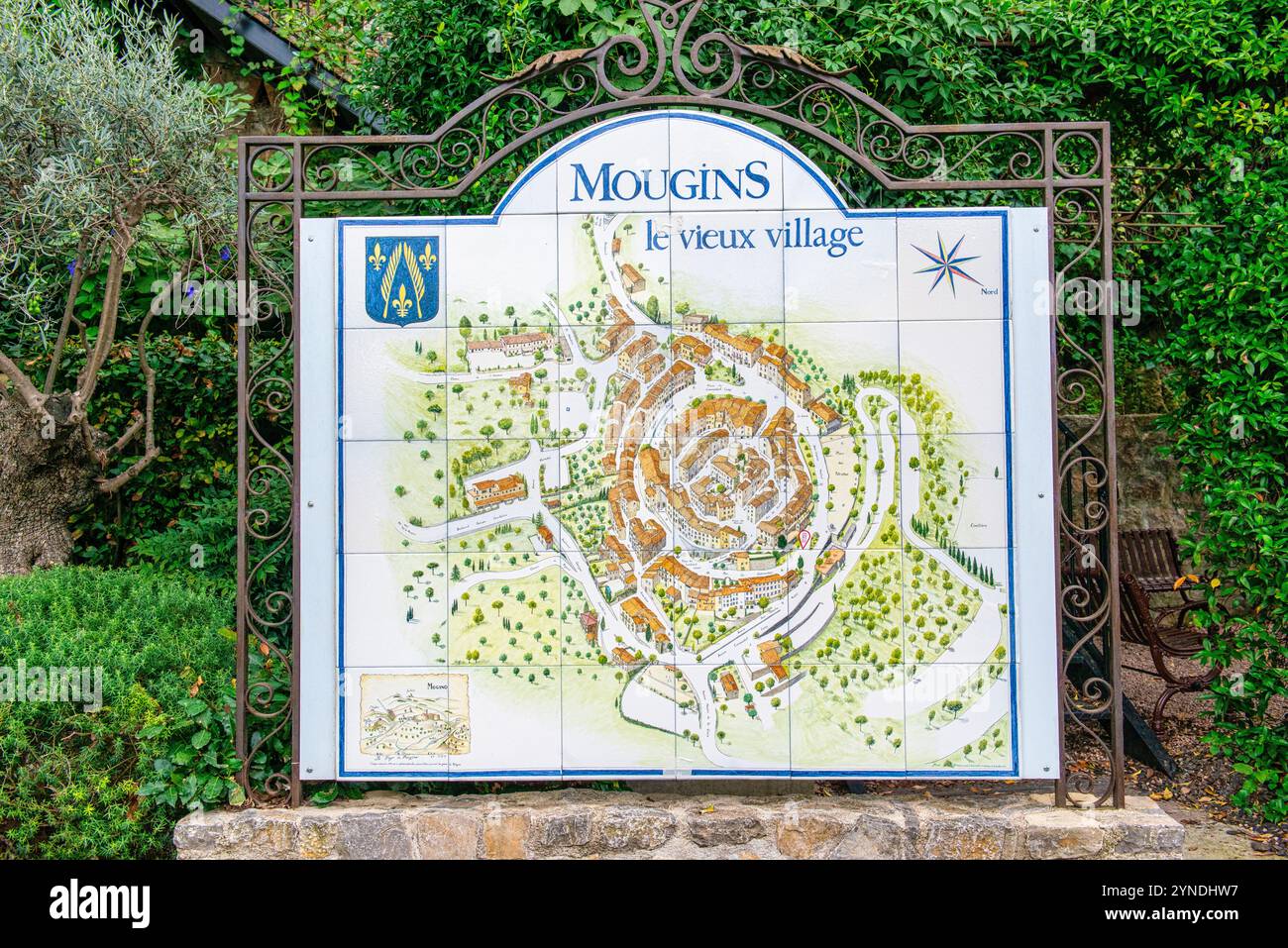 Mougins is a medieval town built in a circle spiraling around the top ...
