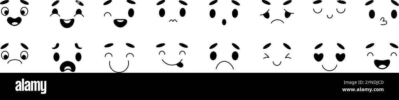 Simple face impression. Collection line doodles. Facial different ...