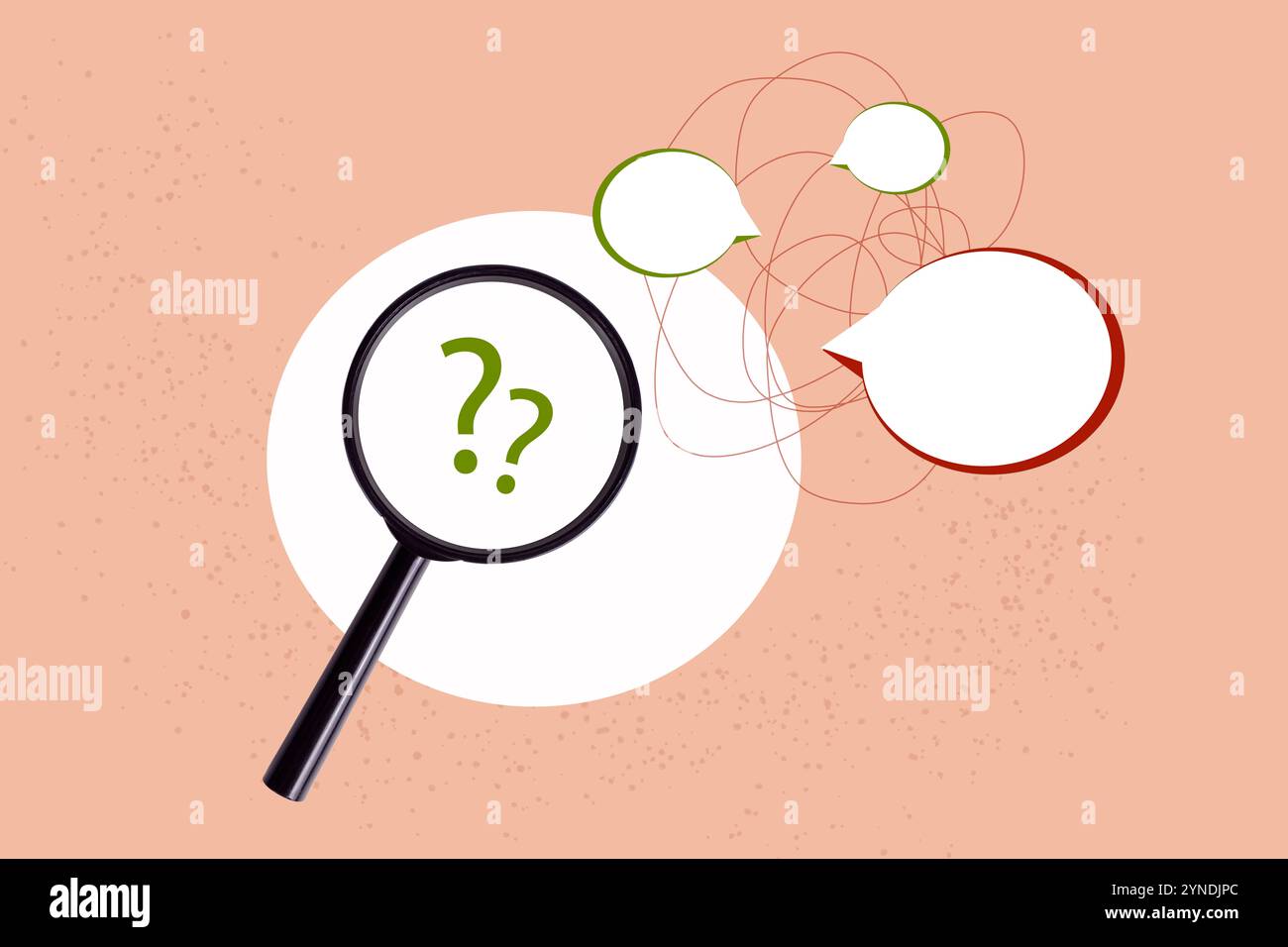 Composite photo collage of magnifier glass zoom question mark dilemma ...