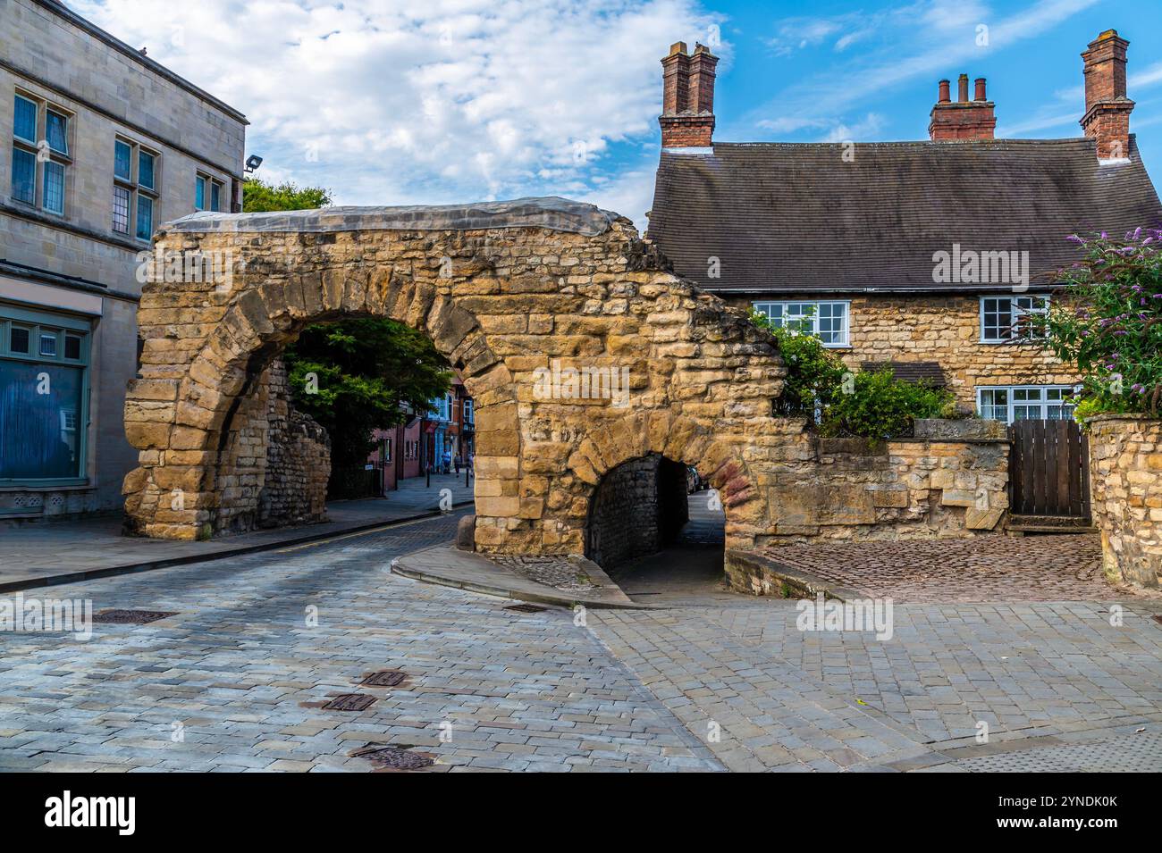 A view towards the old Roman Newport Arch entrance gate into Lincoln ...