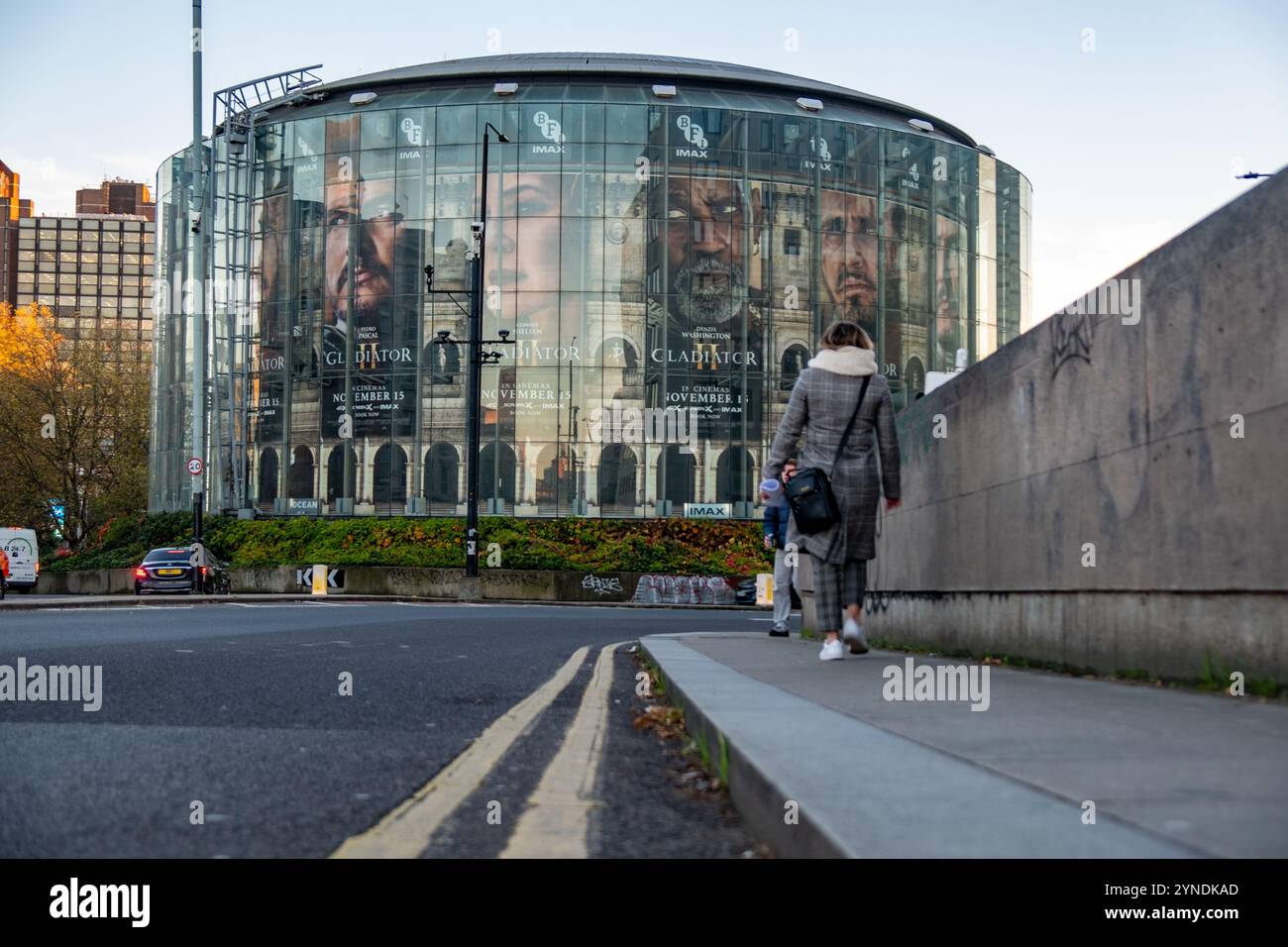 LONDON- NOVEMBER 21, 2024: BFI Imax in Waterloo, advertising Gladiator ...