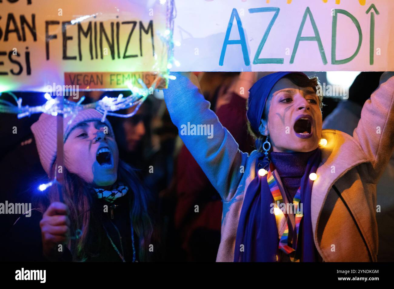 Women chant slogans during a protest marking the International Day for ...