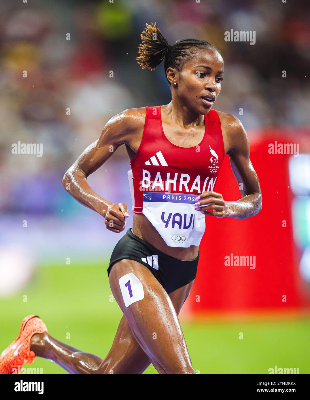 Winfred Yavi participating in the 3000 metres steeplechase at the Paris ...