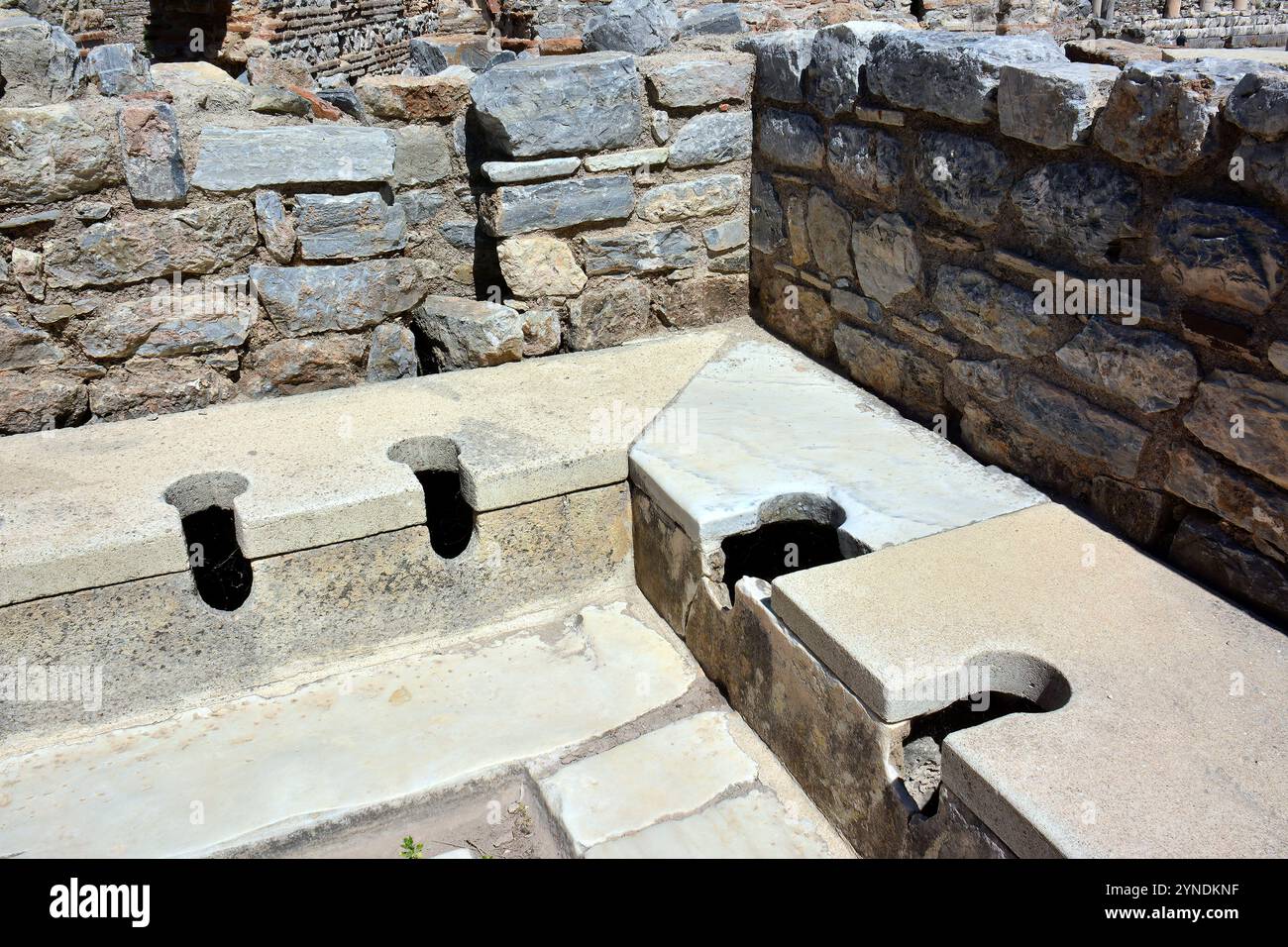 Ancient latrina, roman public toilets, Ephesus ruins, Selçuk, İzmir ...