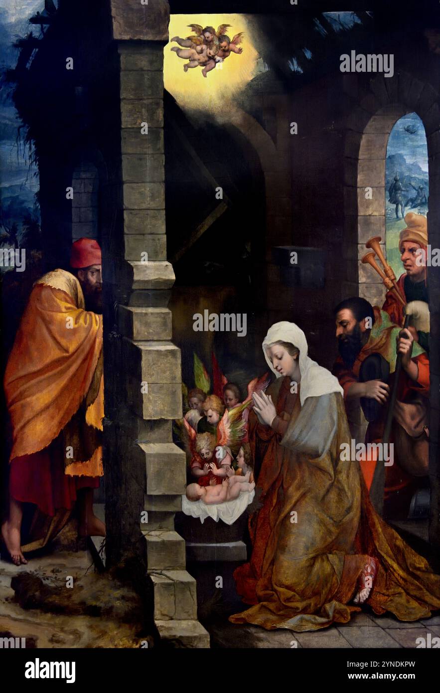 Adoration of the Shepherds By unknown Flemish Painter Belgian Belgium, 17th, Century, French ...