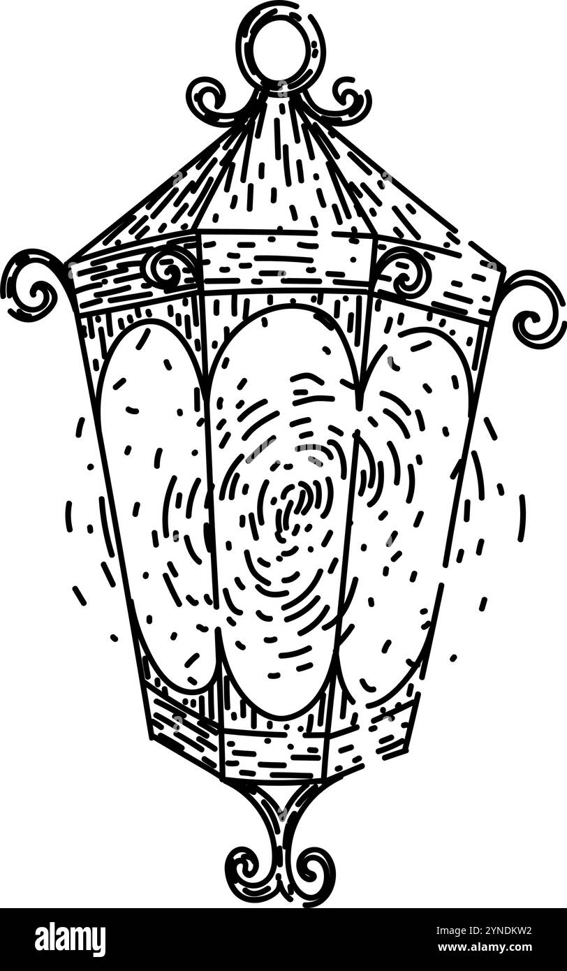 classic vintage lantern sketch hand drawn vector Stock Vector Image ...