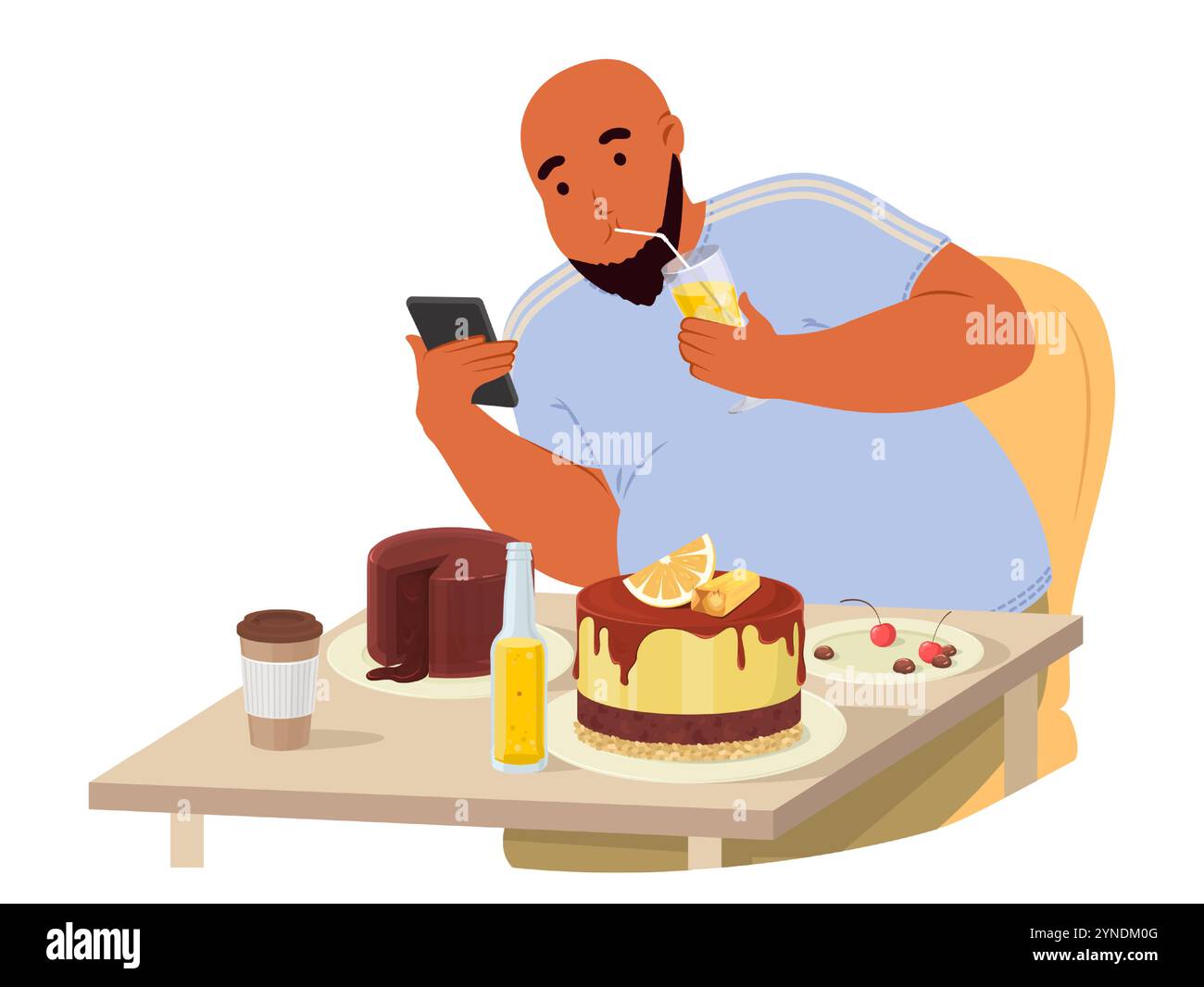 Fat Person Eating Cake Cartoon