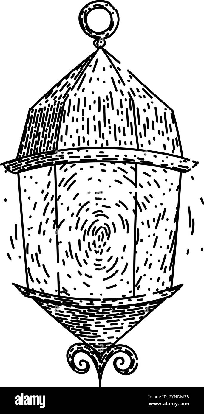 collectible vintage lantern sketch hand drawn vector Stock Vector Image ...