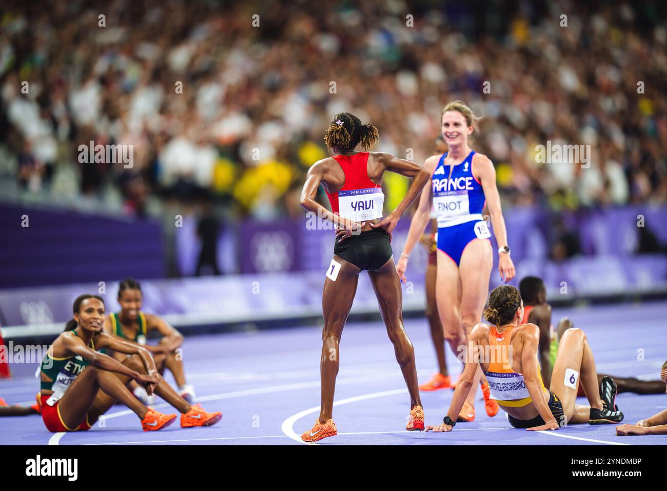 Winfred Yavi winning in the 3000 metres steeplechase at the Paris 2024 ...