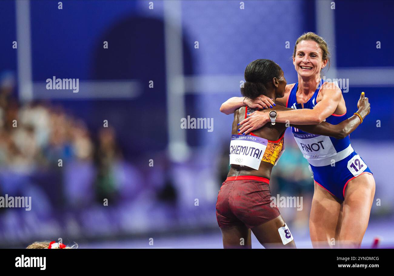 Alice Finot participating in the 3000 metres steeplechase at the Paris ...