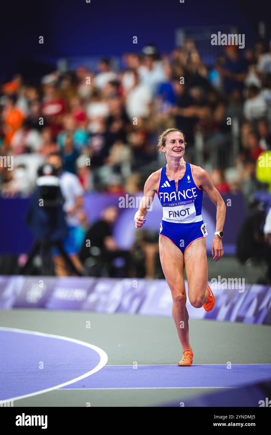 Alice Finot participating in the 3000 metres steeplechase at the Paris ...