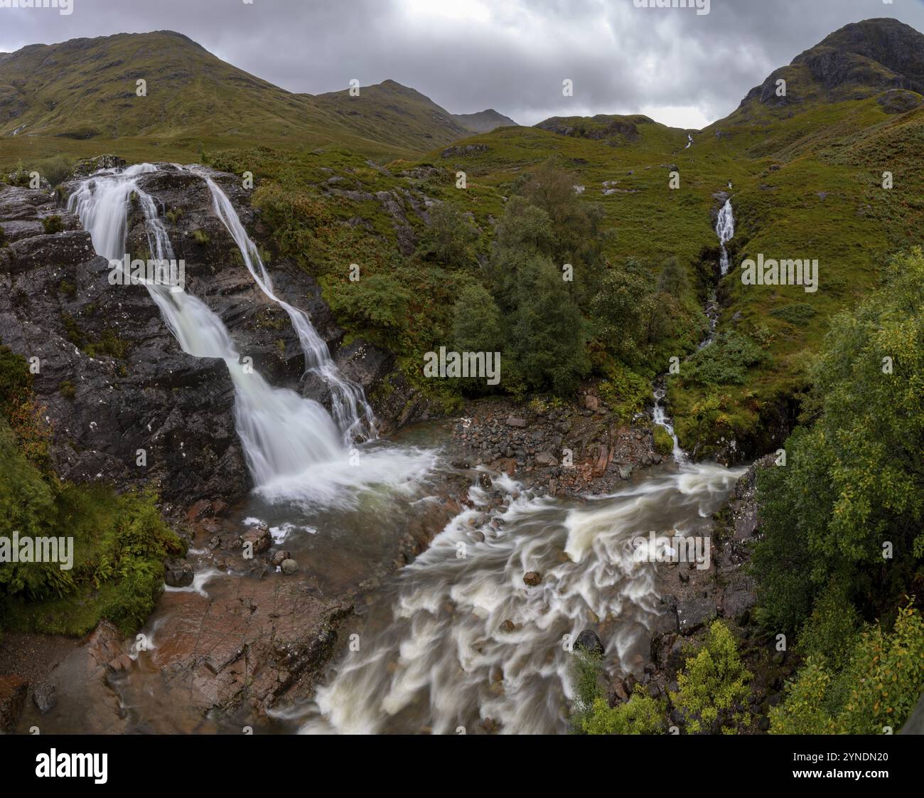 Waterfalls, The Meeting of Three Waters, Glencoe, Highlands, Scotland ...