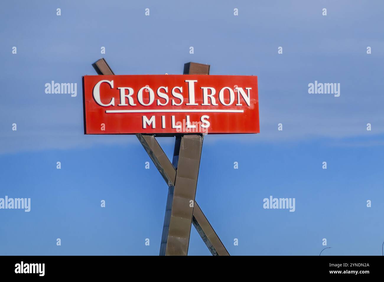 Rocky View, Alberta, Canada. Feb 19, 2024. CrossIron Mills sign, a ...