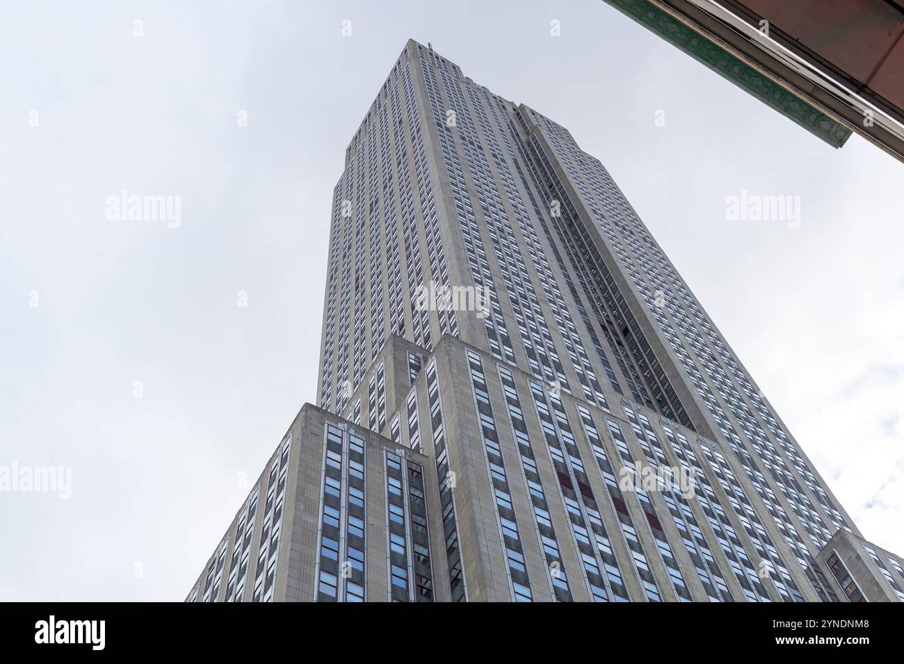View of empire state building from street level looking upward Stock ...