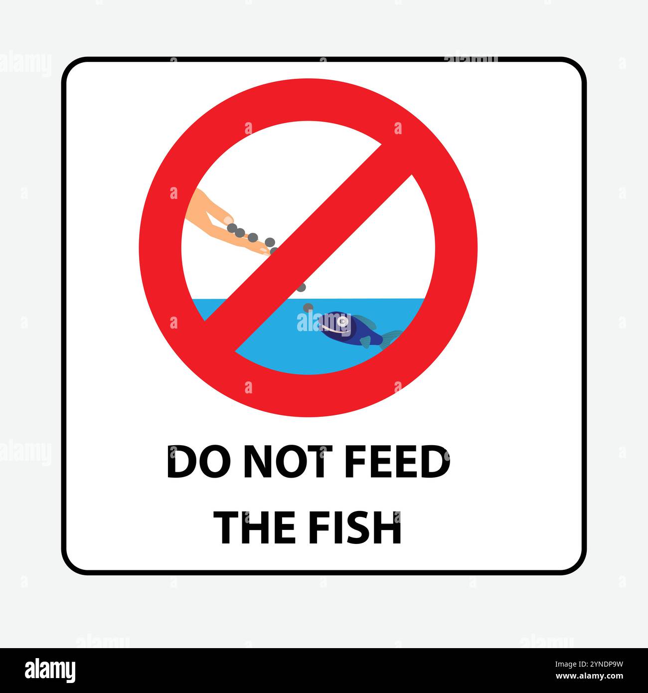 Do not feed the fish sign with text on a white background Stock Vector ...