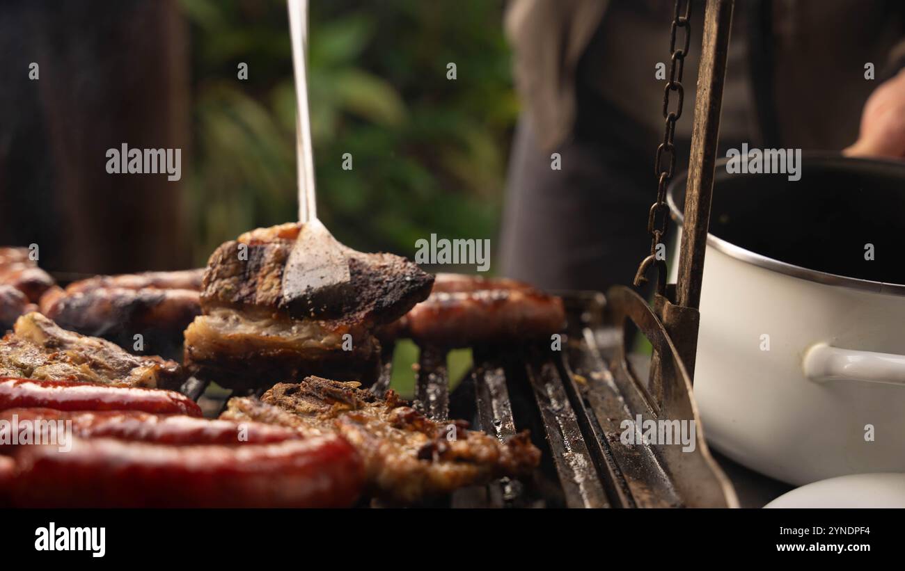 Meat barbecue in park hi-res stock photography and images - Alamy