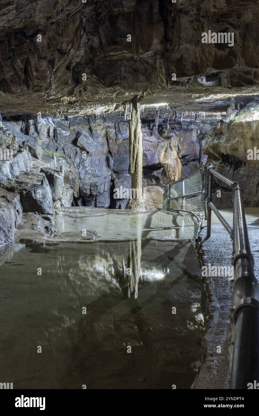 Stalactites, stalagmite cave, Ingleborough Cave, Clapham, Yorkshire ...