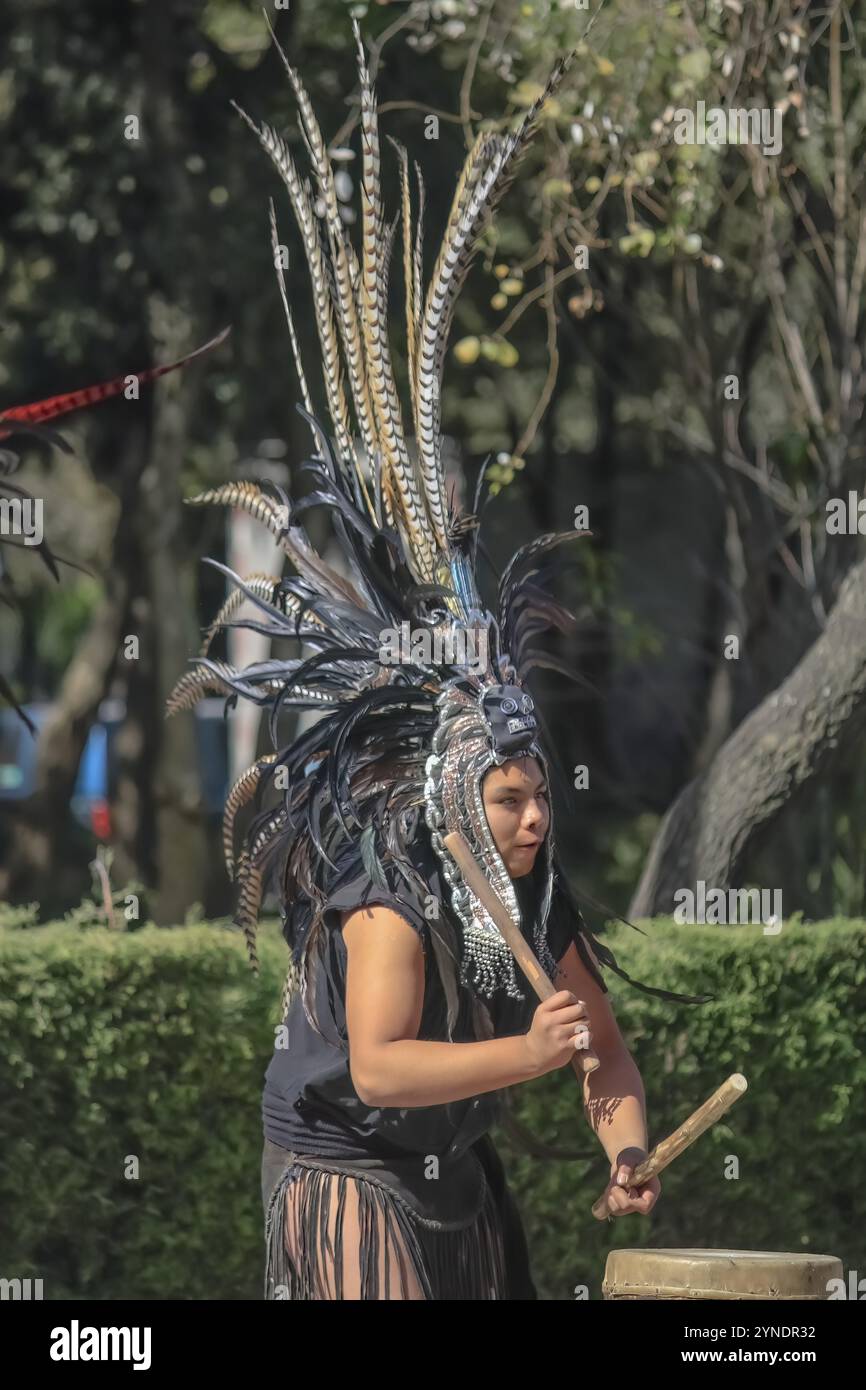 Mexico City, Mexico. Jan 14, 2024. A person, descendant of the Aztec ...