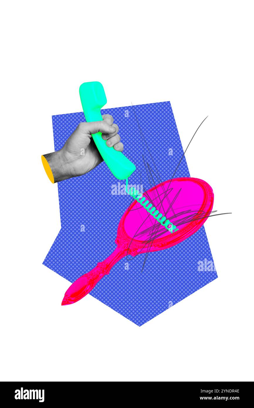 Composite image montage trend artwork 3D collage of beautiful mirror ...