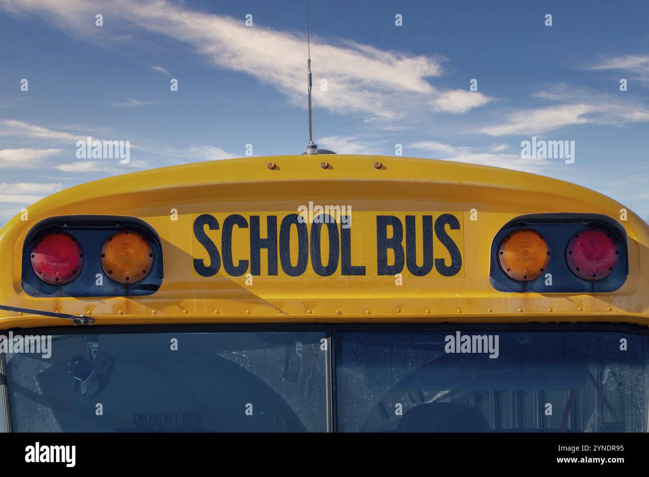 A close up to a yellow SCHOOL BUS sign. Concept: Students ...