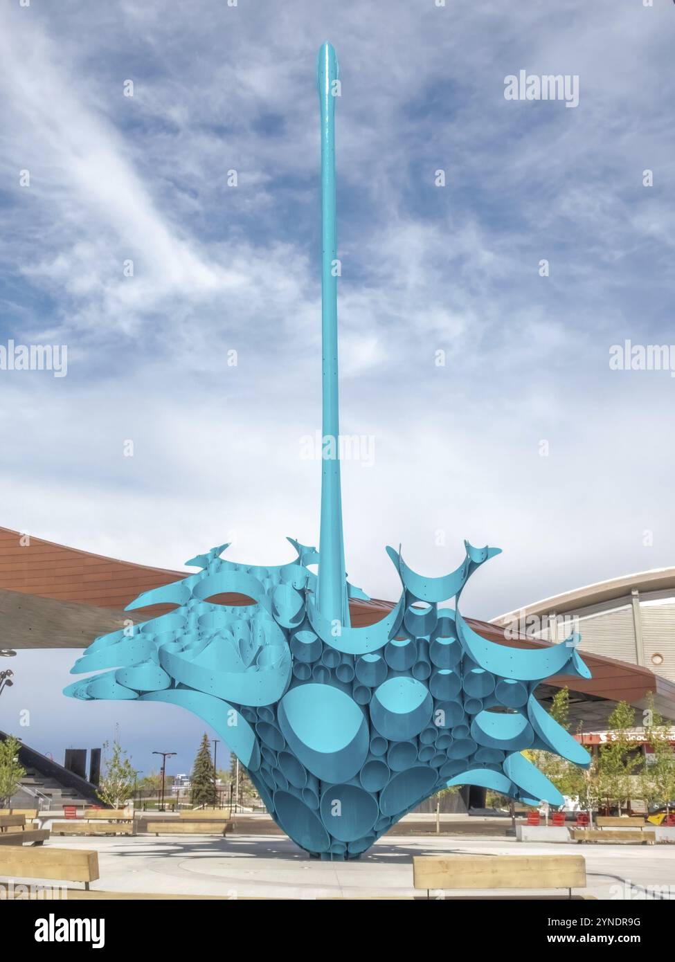 Calgary, Alberta, Canada. May 25, 2024. A public art statue outside the ...