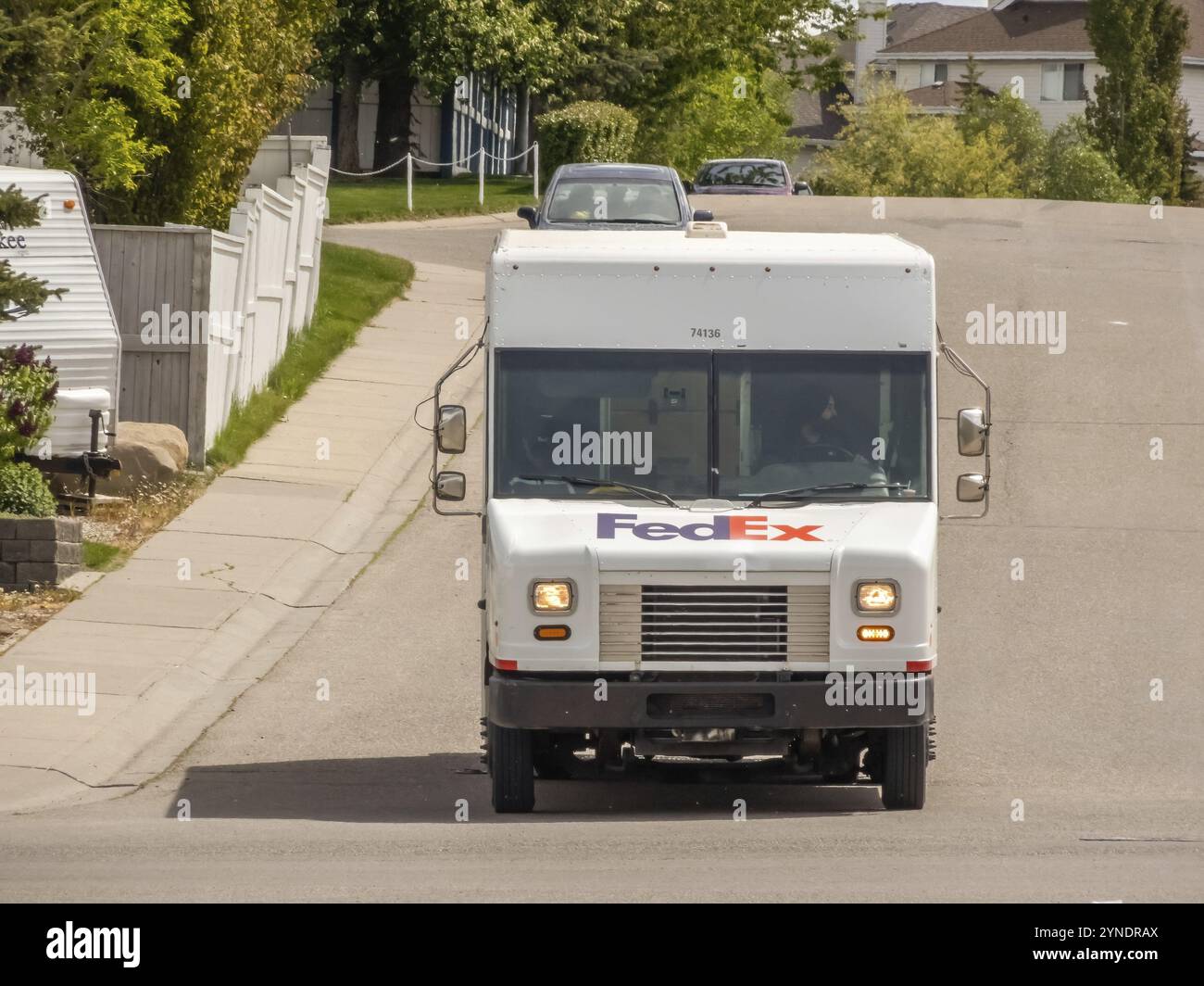 Calgary, Alberta, Canada. Jun 4, 2024. A FedEx delivery truck is ...