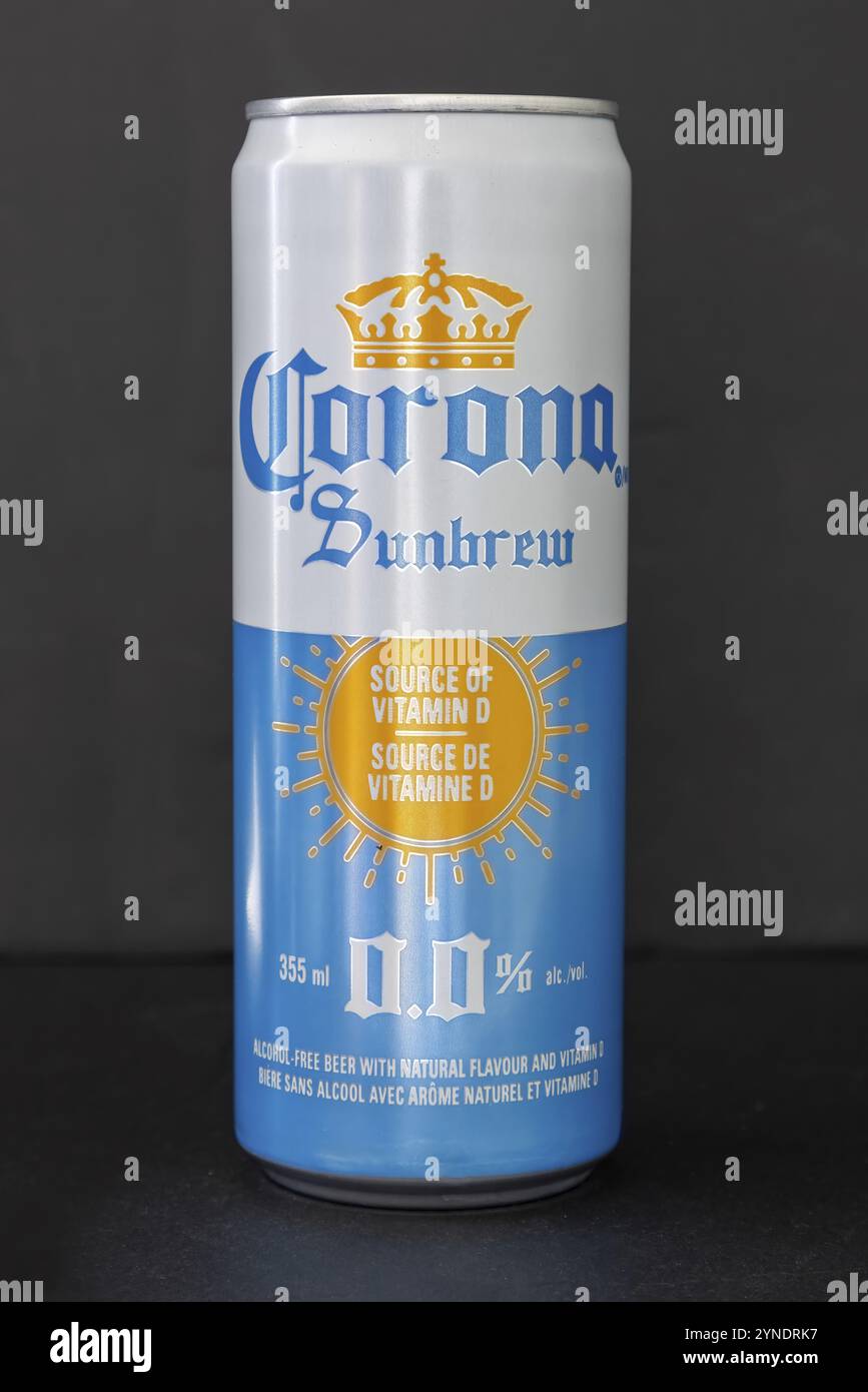 Calgary, Alberta, Canada. Jul 01, 2024. A close up to a Corona Can of ...