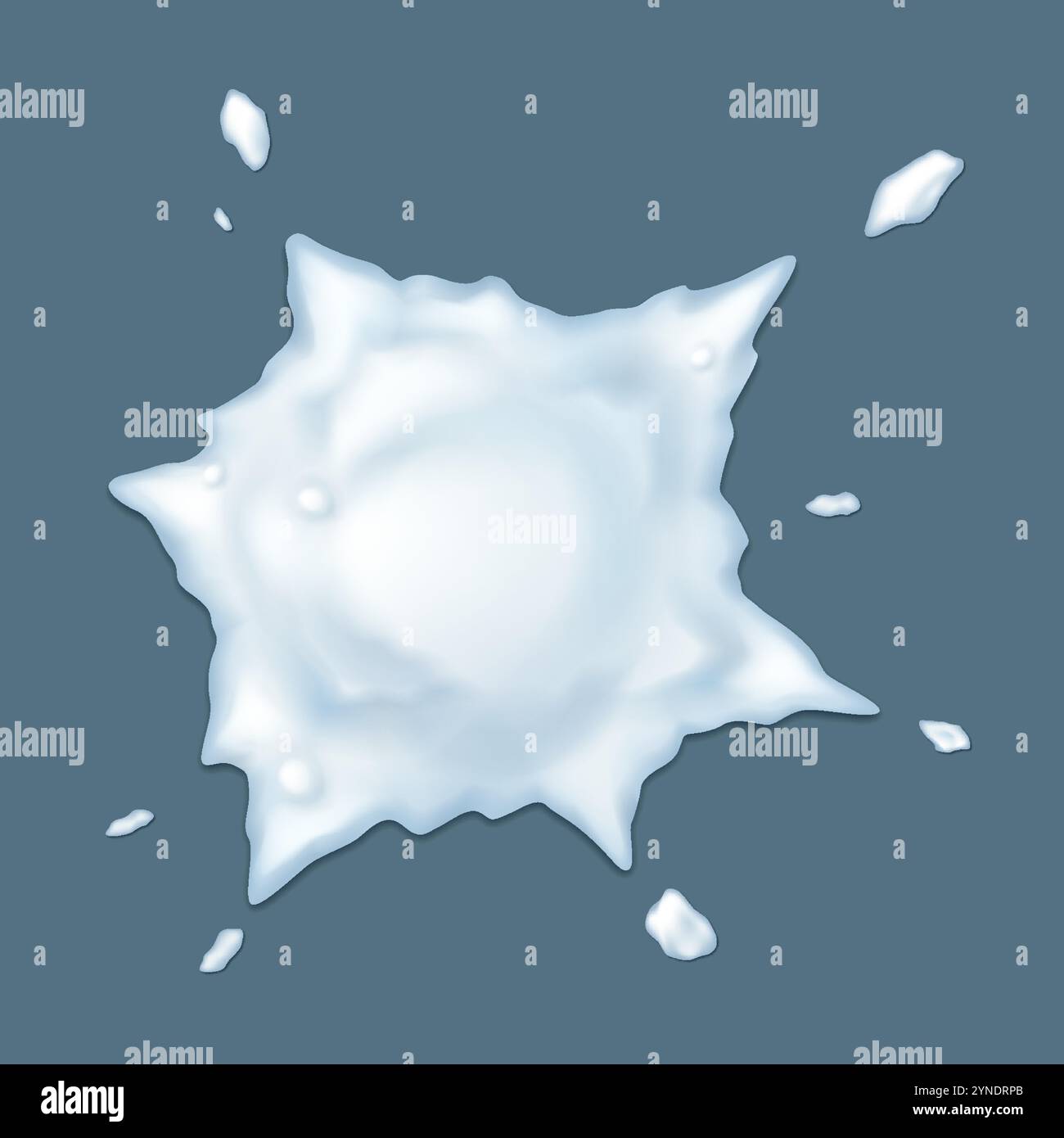 Thrown snowball splat realistic vector illustration. Ice blot texture ...