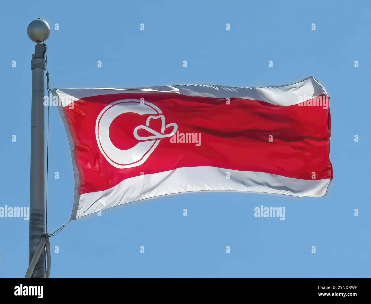 The flag of Calgary features a cowboy hat and the letter Stock Photo ...