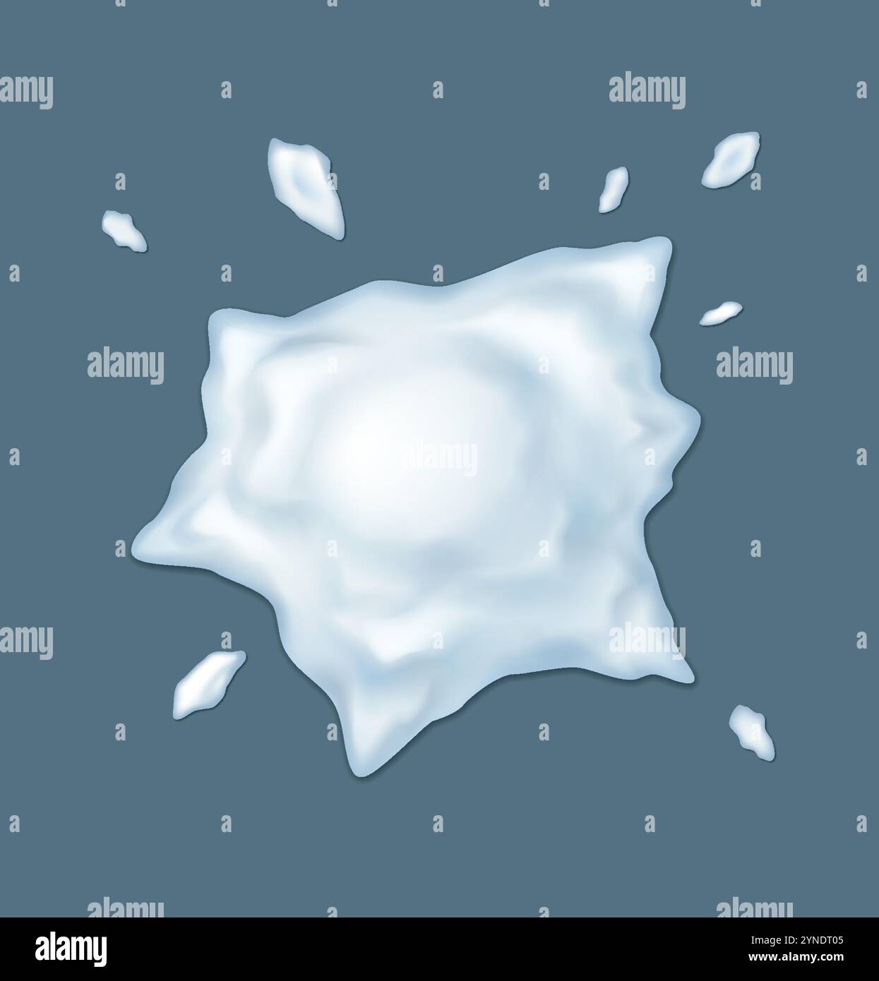 Fallen snowball blot with ice drops realistic vector illustration. Ice ...