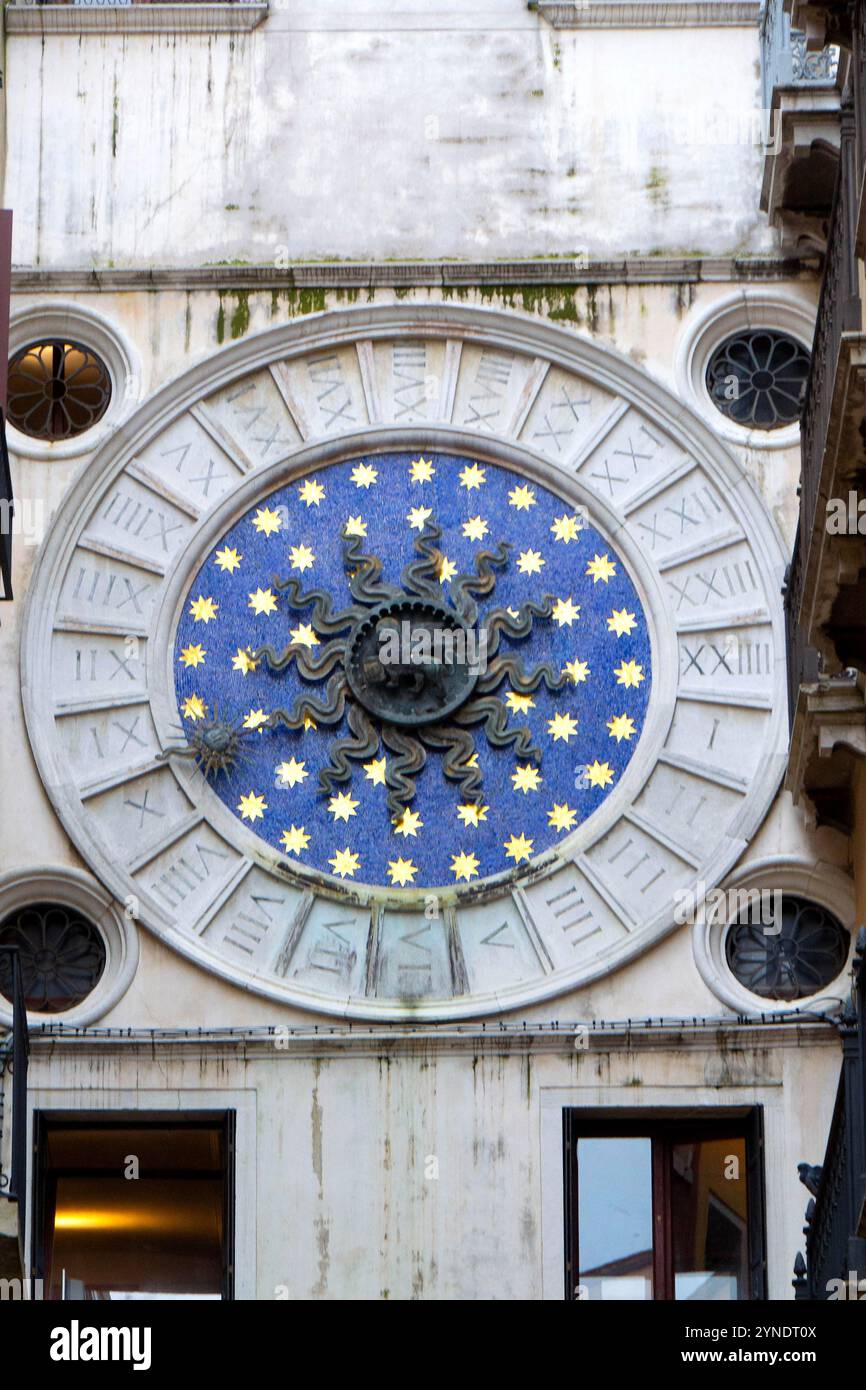 Close-up of the intricate zodiac clock on the Torre dell'Orologio in ...