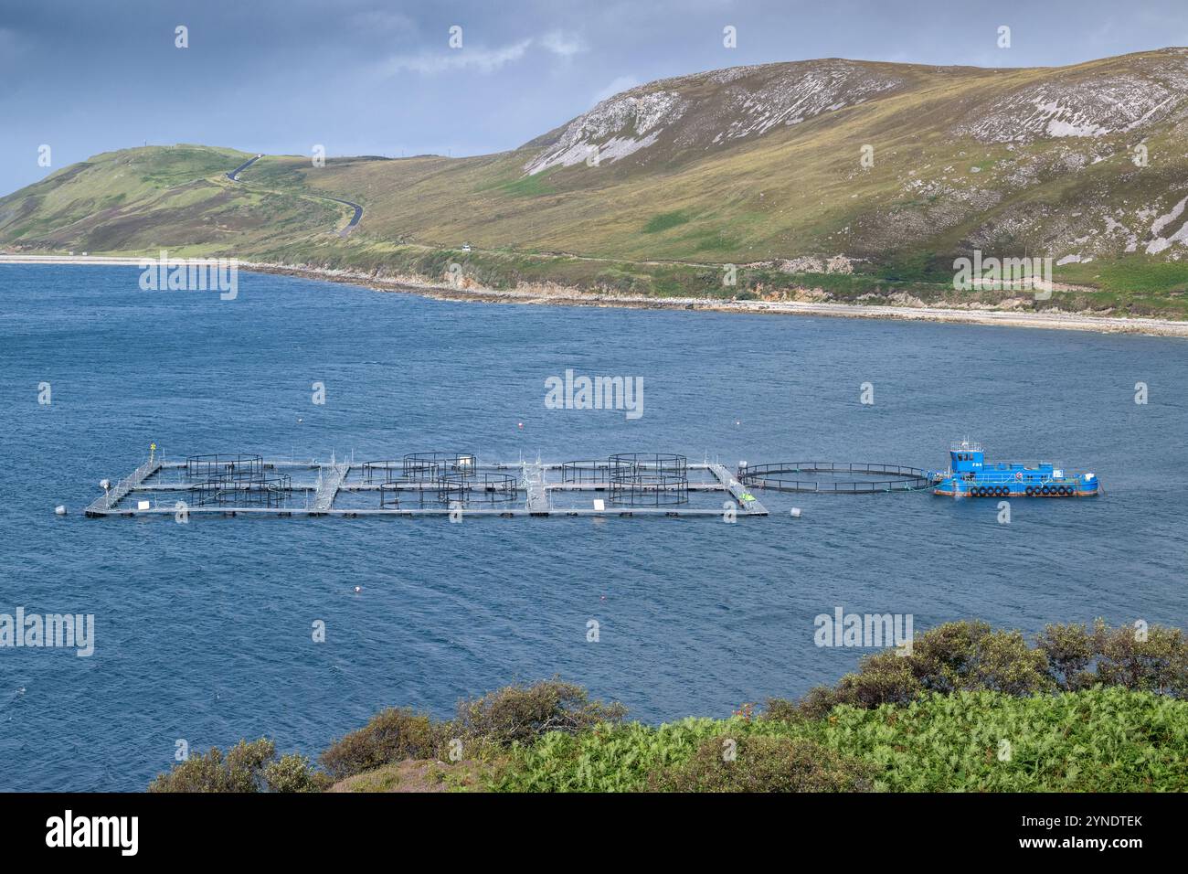 Fish farm on Loch Eriboll near Durness in the Scottish Highlands, UK ...