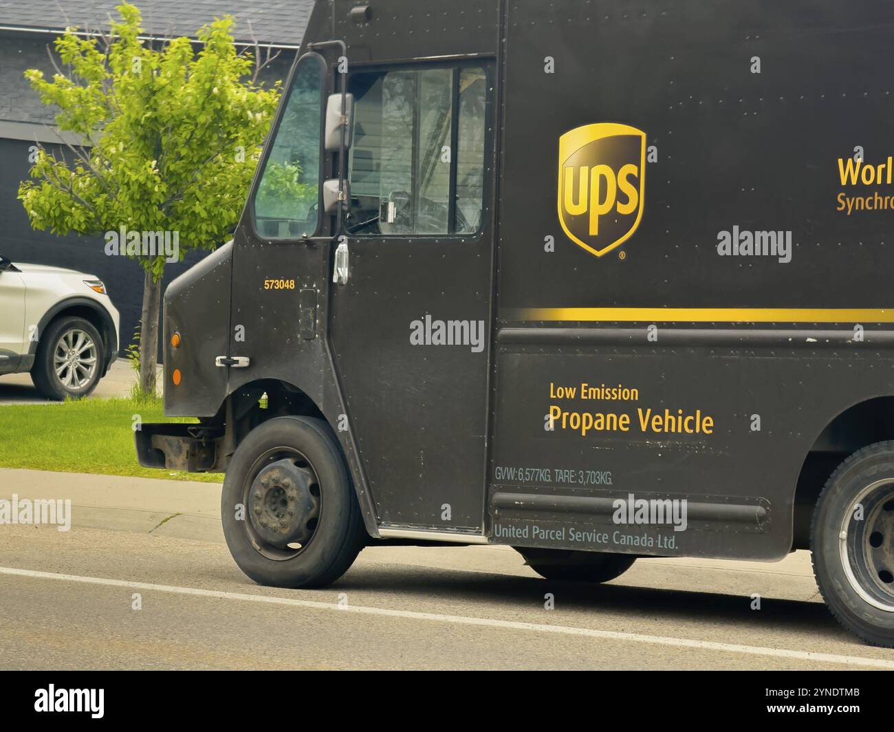 Calgary, Alberta, Canada. Jun 19, 2024. A close up to a UPS delivery ...