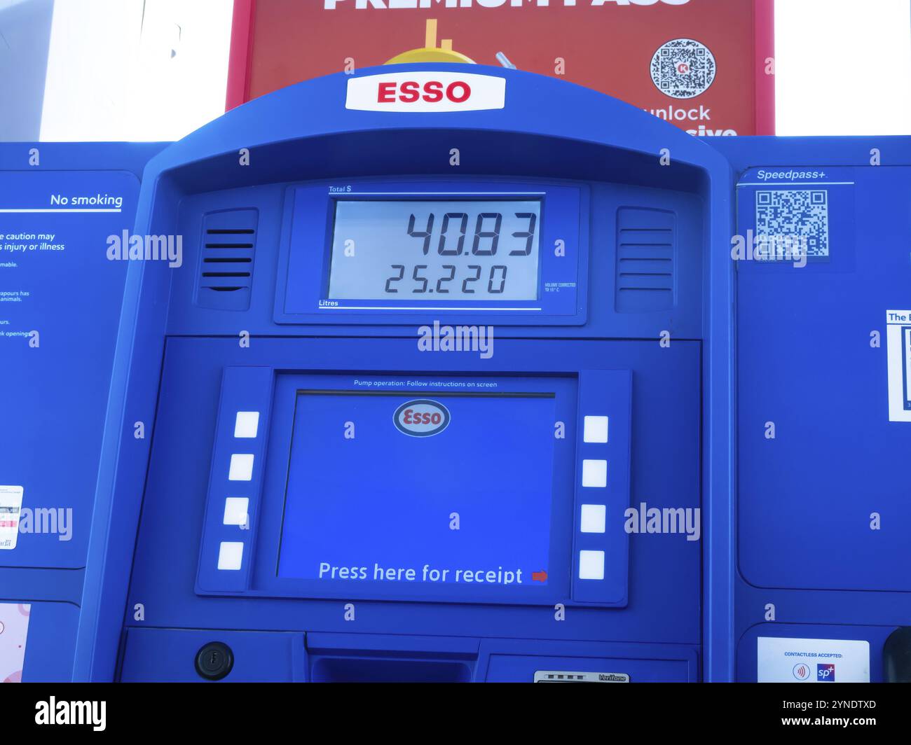 Calgary, Alberta, Canada. Jun 4, 2024. A blue gas pump at an Esso gas ...