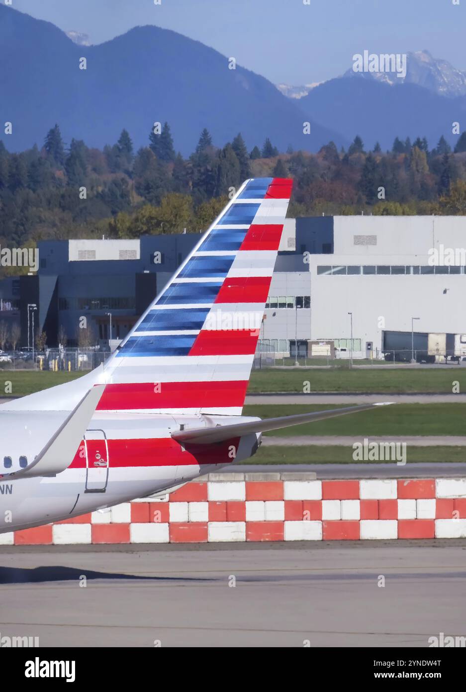Vancouver, BC, Canada. Dec 11, 2023. An American Airlines empennage or ...