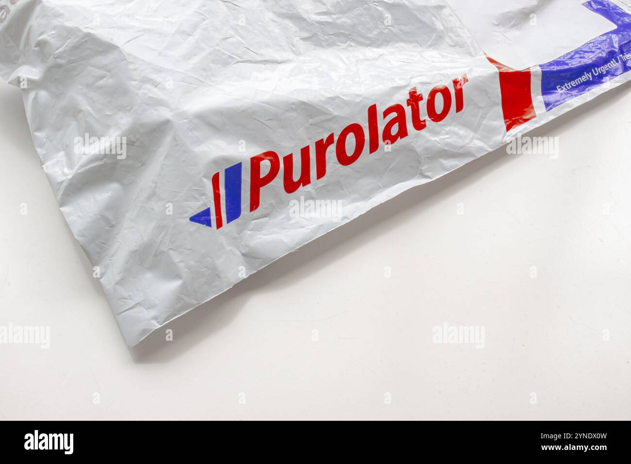 Calgary, Alberta, Canada. Sep 02, 2020. A plastic bag package deliver ...