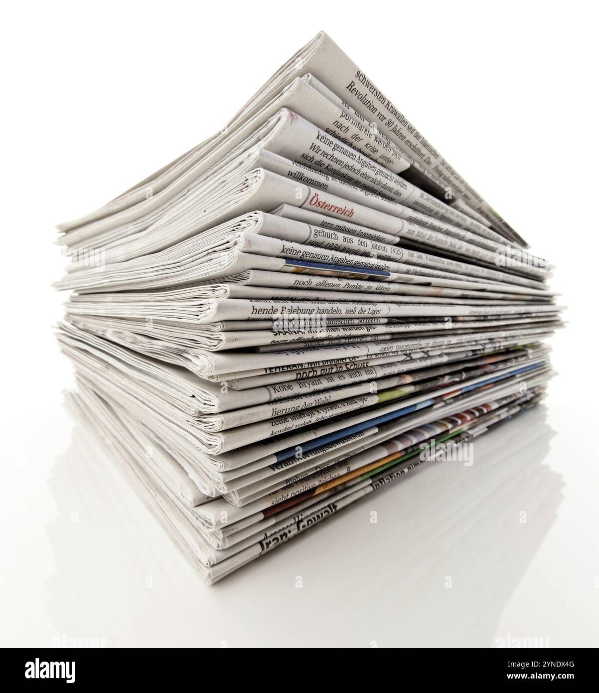 A pile of old newspapers is being disposed of, newspaper, magazines ...