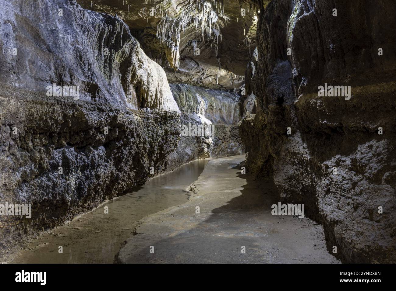Stalactite cave, Ingleborough Cave, Clapham, Yorkshire Dales, England ...