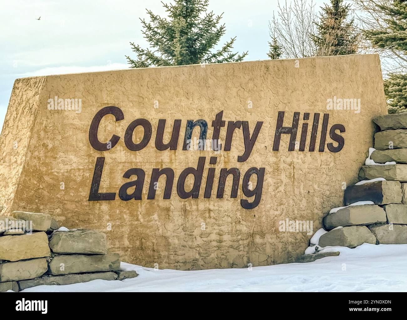 Calgary, Alberta, Canada. Feb 21, 2024. Country Hills Landing welcome ...