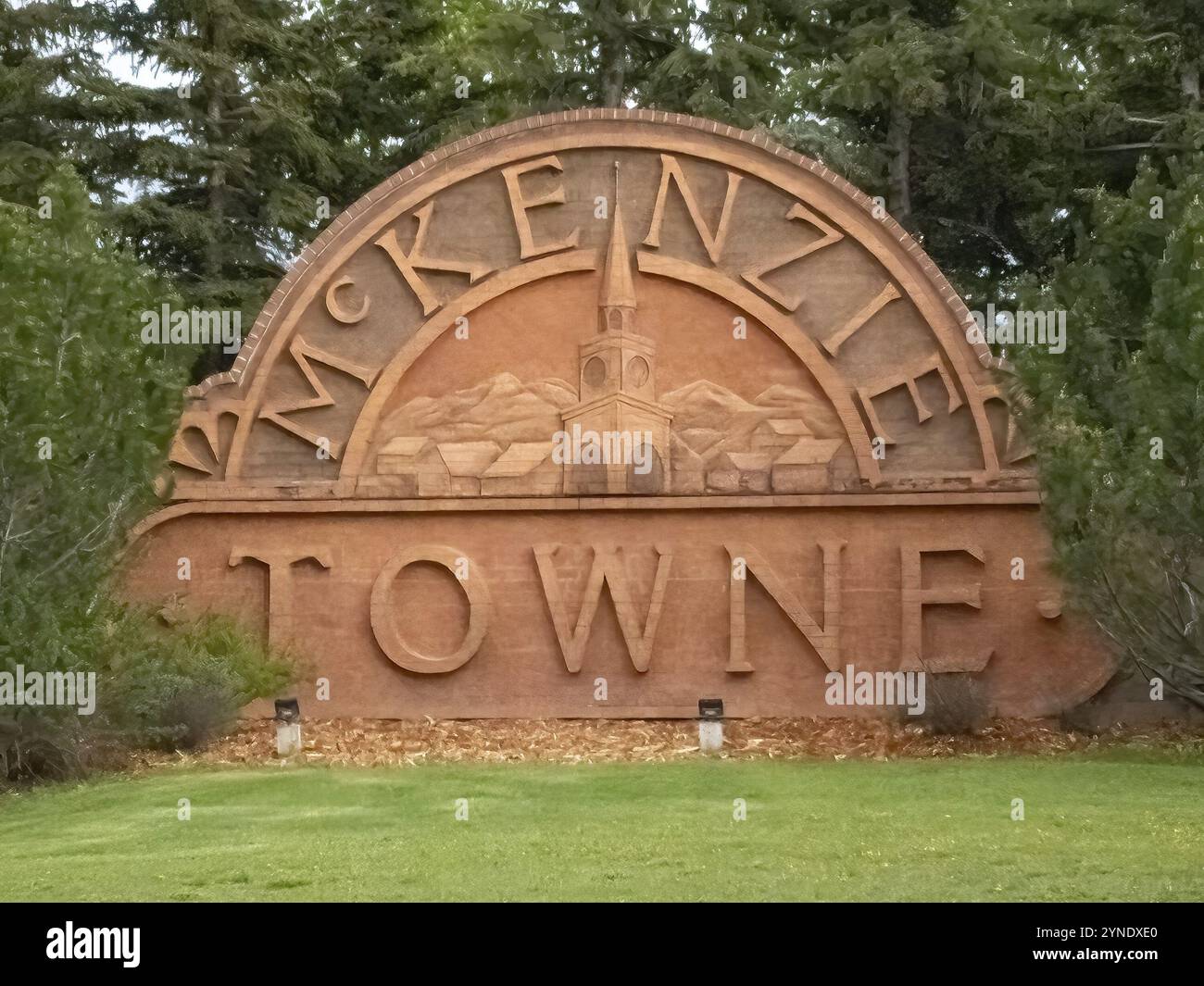 Calgary, Alberta, Canada. May 25, 2024. A McKenzie Towne welcome sign ...