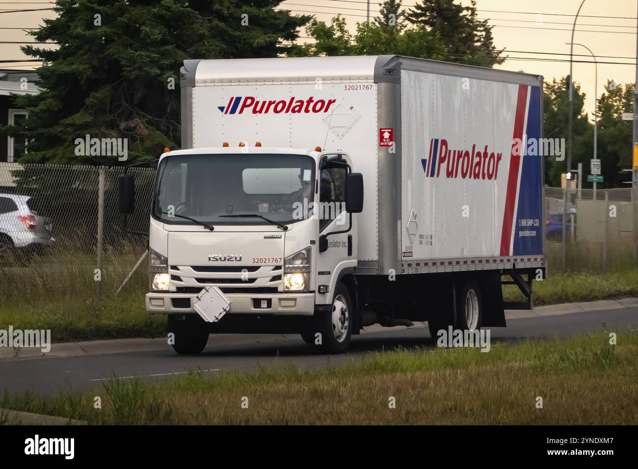 Calgary, Alberta, Canada. Aug 12, 2024. White Isuzu box truck with ...