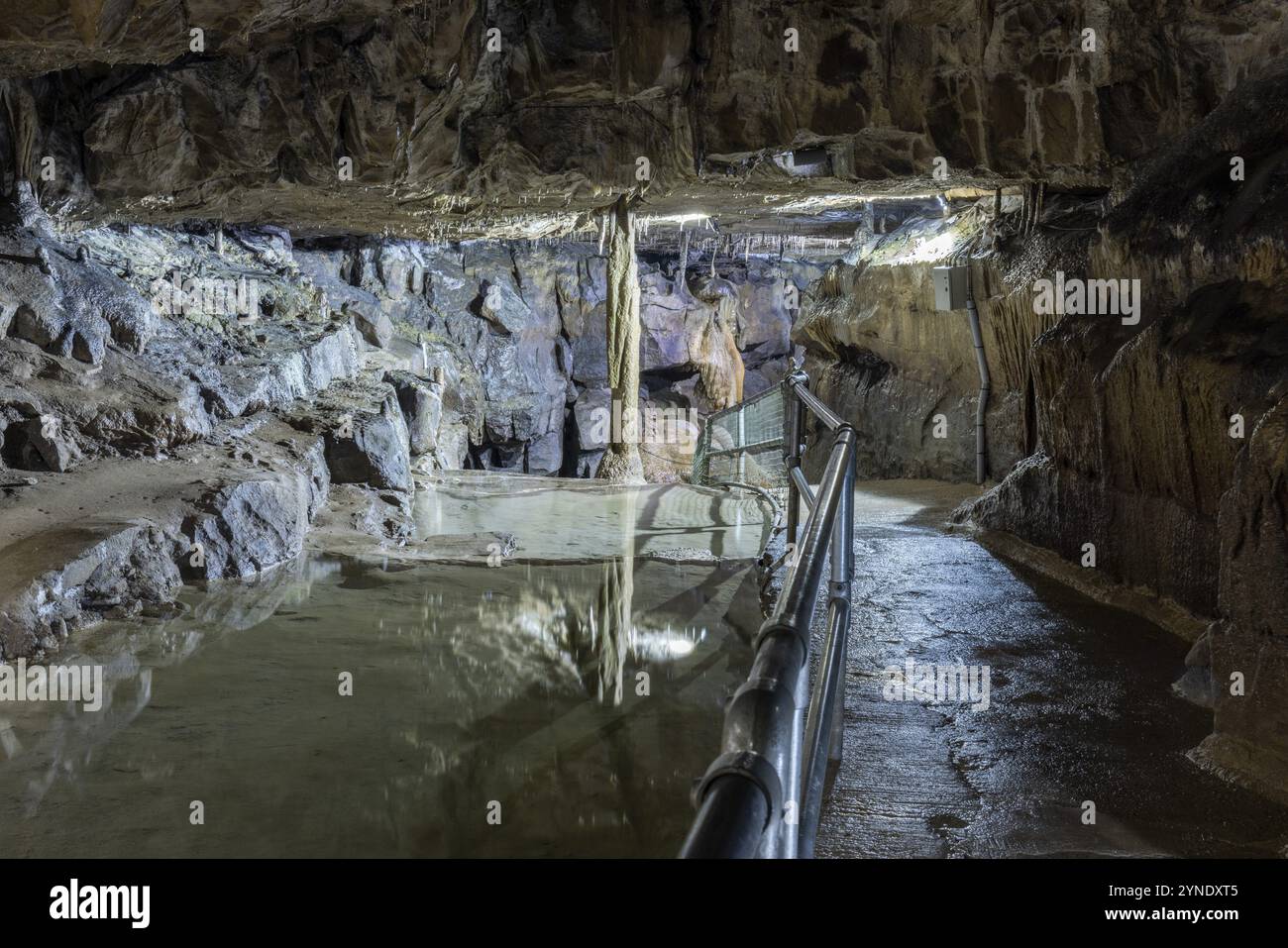 Stalactites, stalagmite cave, Ingleborough Cave, Clapham, Yorkshire ...