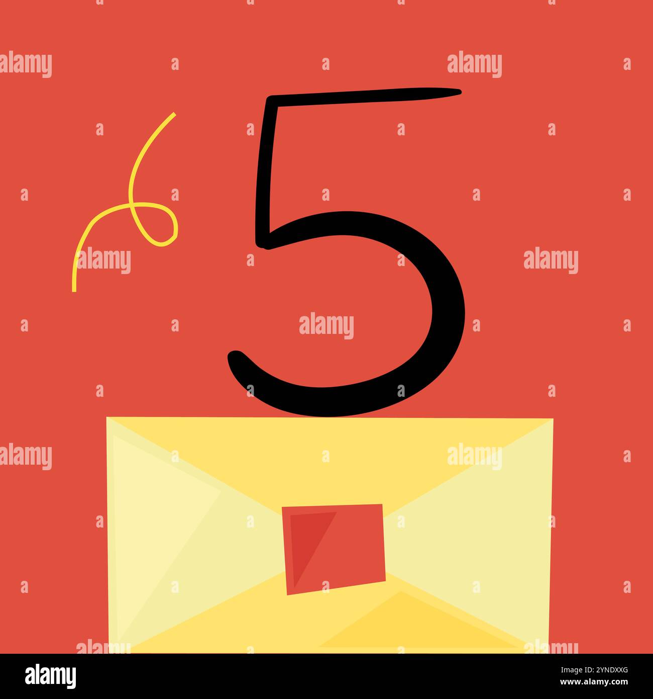 Christmas advent calendar with envelope. 5th of december day. Vector ...