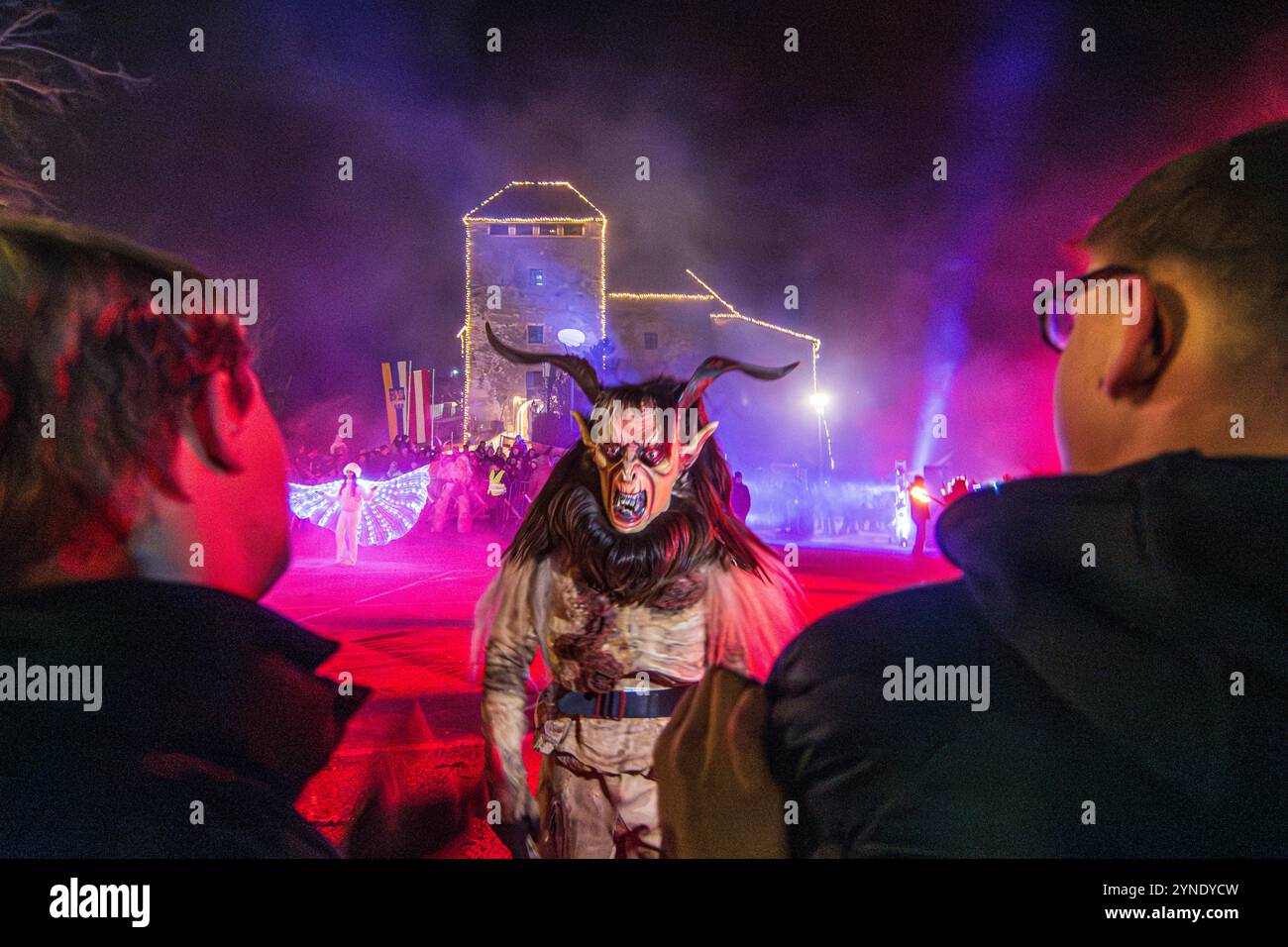 Percht at Perchtenlauf Krampuslauf, Krampus run, mask procession ...