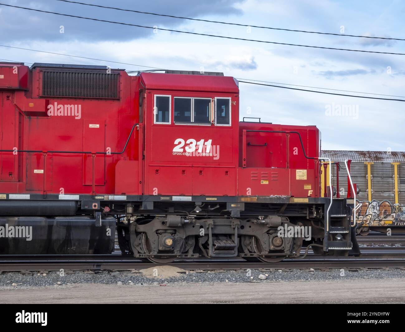 Calgary, Alberta, Canada. May 5, 2024. A close up to a Canadian Pacific ...