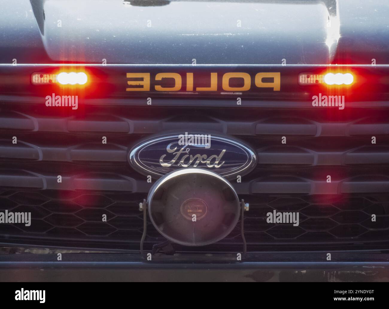 Calgary, Alberta, Canada. Aug 2, 2024. Close-up of a police vehicle's ...