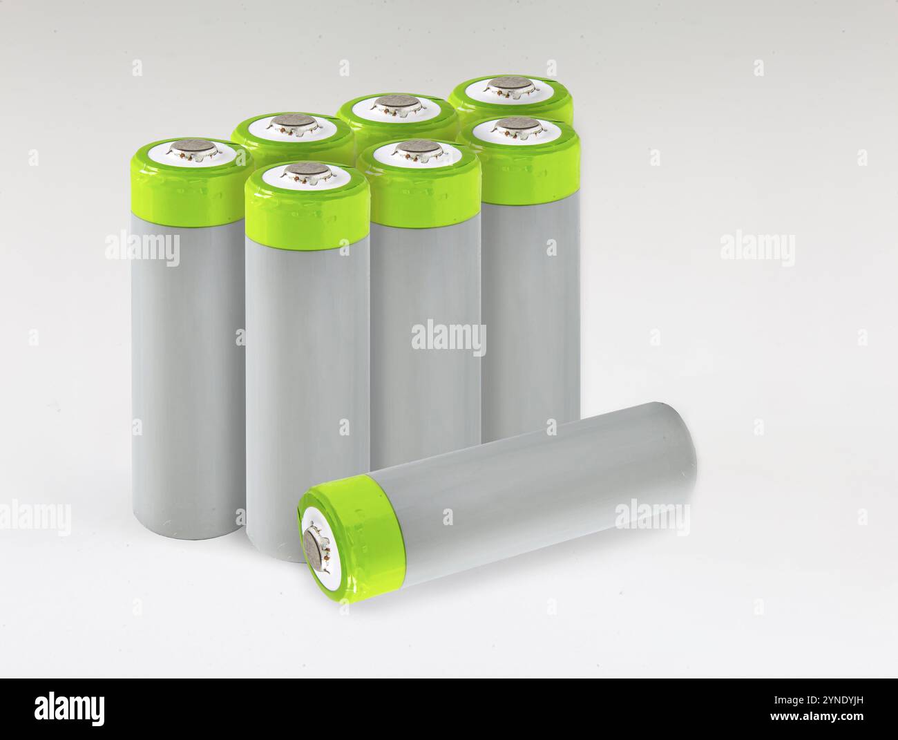 A single High-Capacity Rechargeable Battery with a shadow on a white ...
