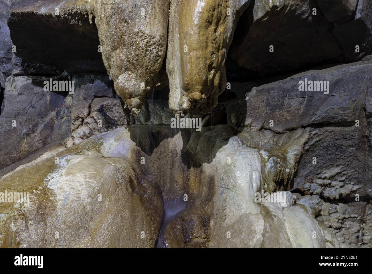 Formation called The Showerbath, stalactite cave, Ingleborough Cave ...