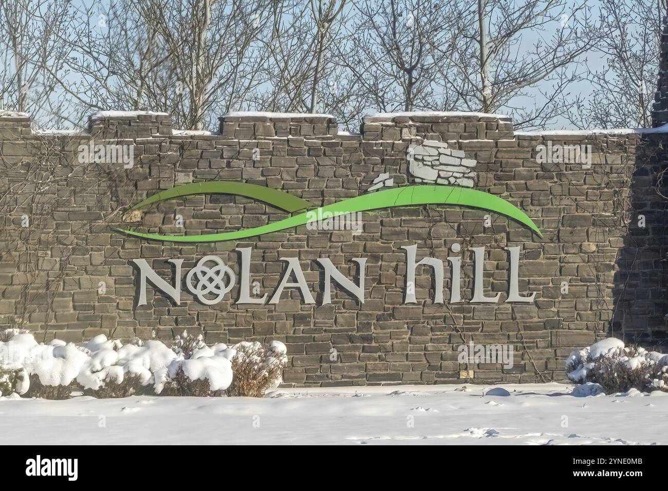 Calgary, Alberta, Canada. Mar 6, 2024. Nolan Hill welcome sign, a ...